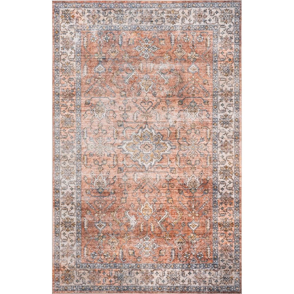 nuLOOM Britt Persian Spill-Proof Machine Washable Rust 9 ft. x 12 ft ...