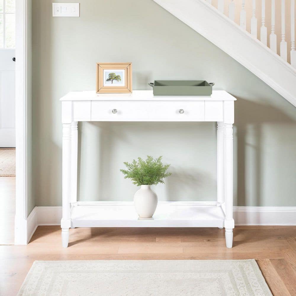 Convenience Concepts French Country Manor 31.5 in. White Rectangle Wood ...