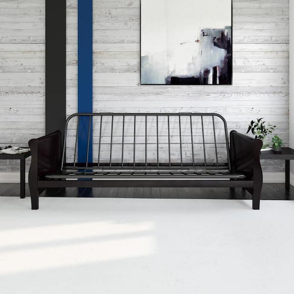 DHP Wood Arm Espresso Finish Full Size Futon Frame 2384139 The Home Depot