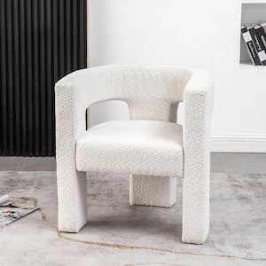 GOJANE White Modern Relax Single Arms Chair, Boucle Accent Chair for ...