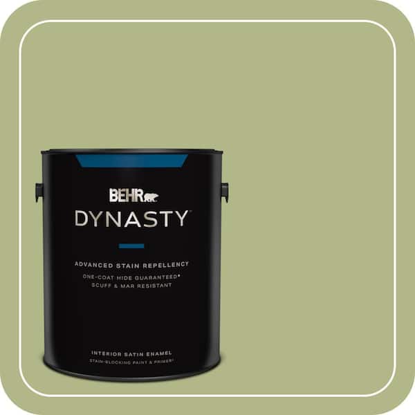 BEHR DYNASTY 1 gal. #PPU10-07 Lima Green One-Coat Hide Satin Enamel ...