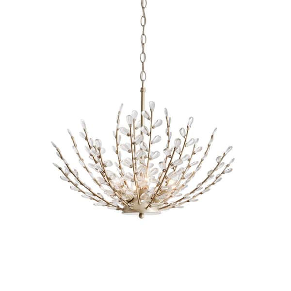 Jojospring Daisy 6-Light Brushed Champagne Silver Crystal Chandelier LJ ...