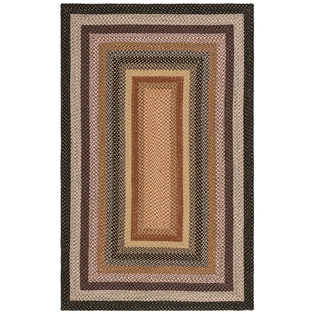 SAFAVIEH Braided Multi Machine 6 ft. x 9 ft. Machine Washable Border ...