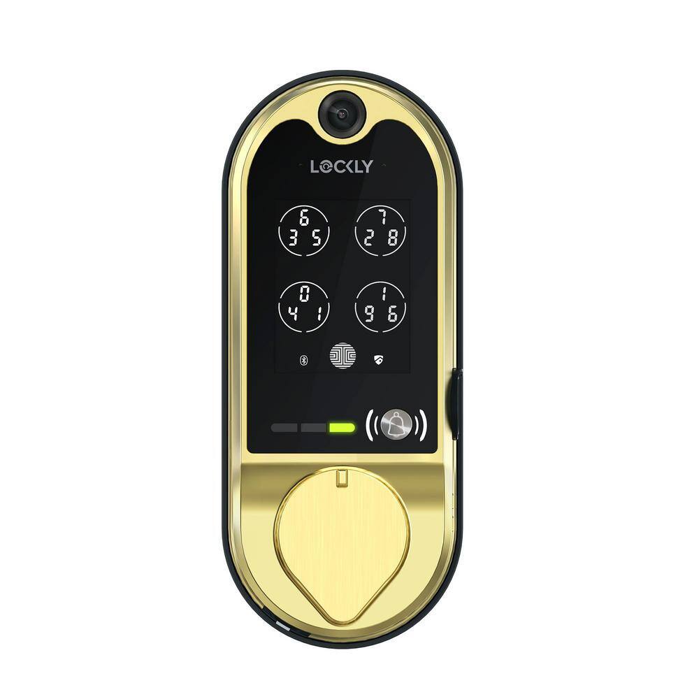 Lockly Vision Matte Gold Single Cylinder Deadbolt WiFi Smart Lock with ...
