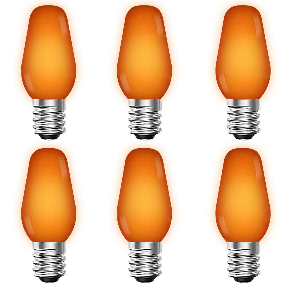 LUXRITE 0.5-Watt C7 LED Orange Replacement String Light Bulb ...