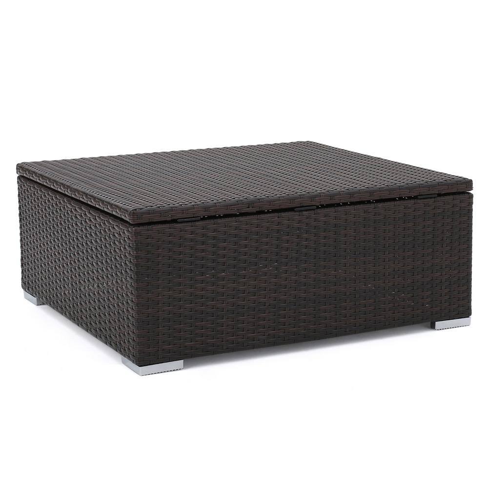 Modern Contemporary Rectangle Wicker Outdoor Coffee Table with Storage ...