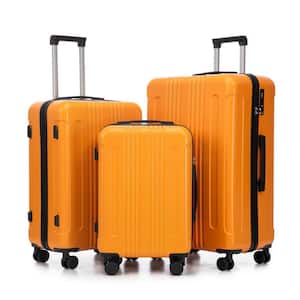 INNOBULE 3 Pcs Brown ABS Plastic Hardside Spinner Wheels Luggage Set w ...