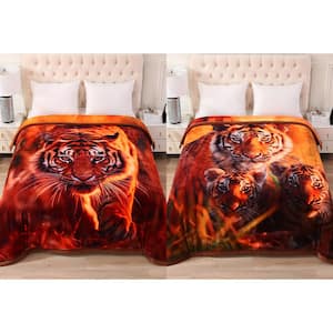 JML Lion 3-Ply Reversible Polyester Fleece Blanket for Winter 85 in. x ...