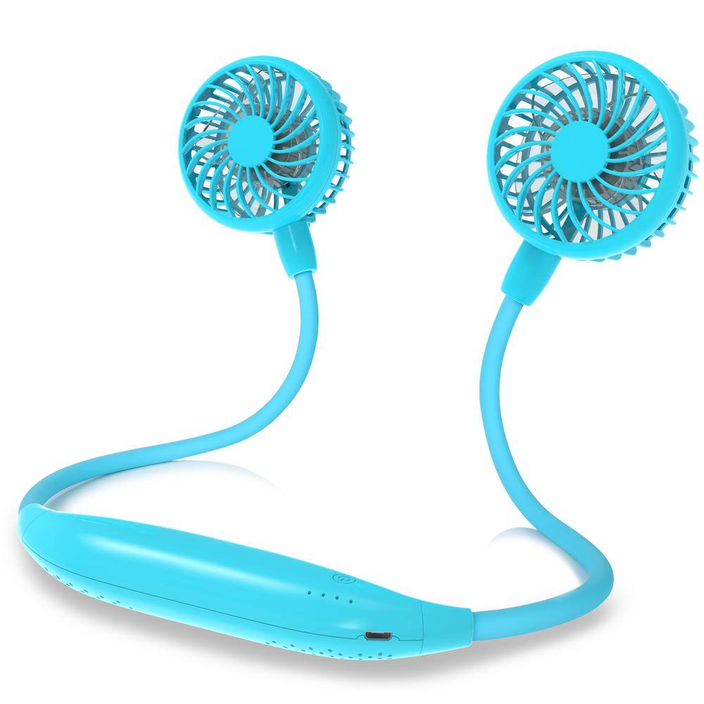 panergy 2600mAh Battery Portable Hands-Free Neck USB in Blue Fan, 360 ...
