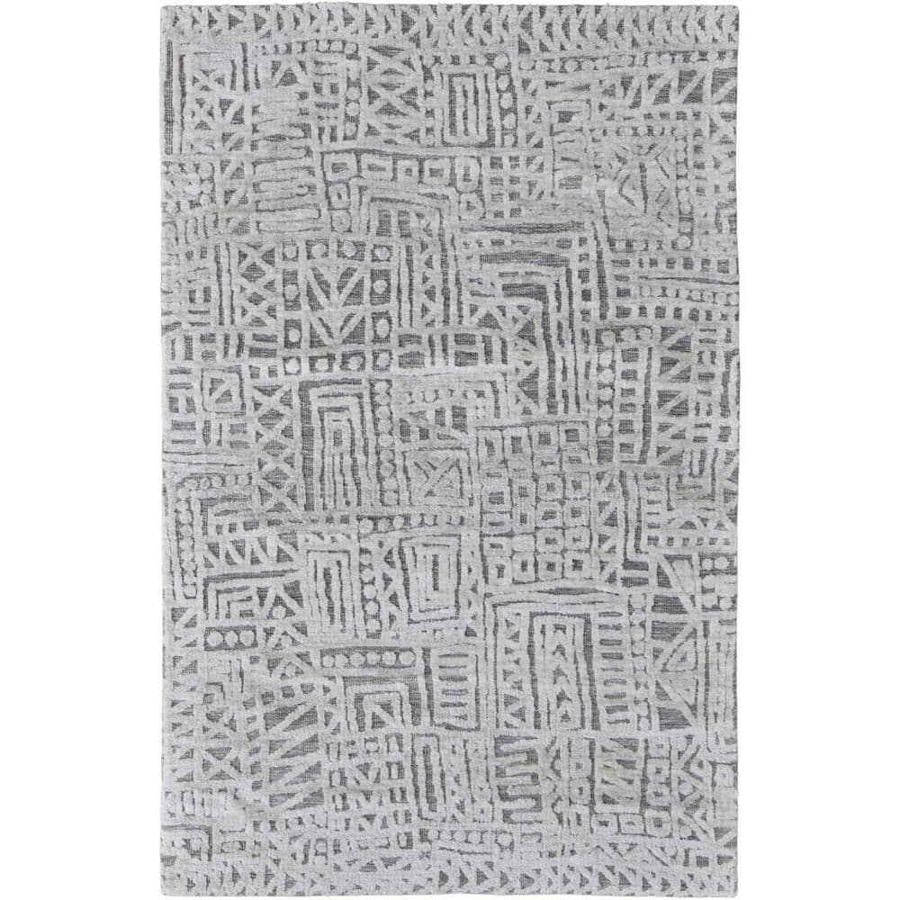 HomeRoots 5 ft. x 8 ft. Gray Geometric Area Rug 2000512270 - The Home Depot