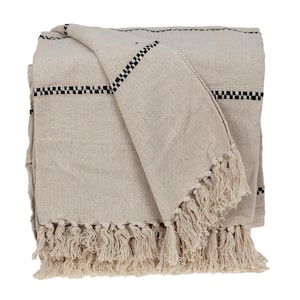 PARKLAND COLLECTION Kat Casual Beige Cotton 52 in. x 67 in. Woven ...