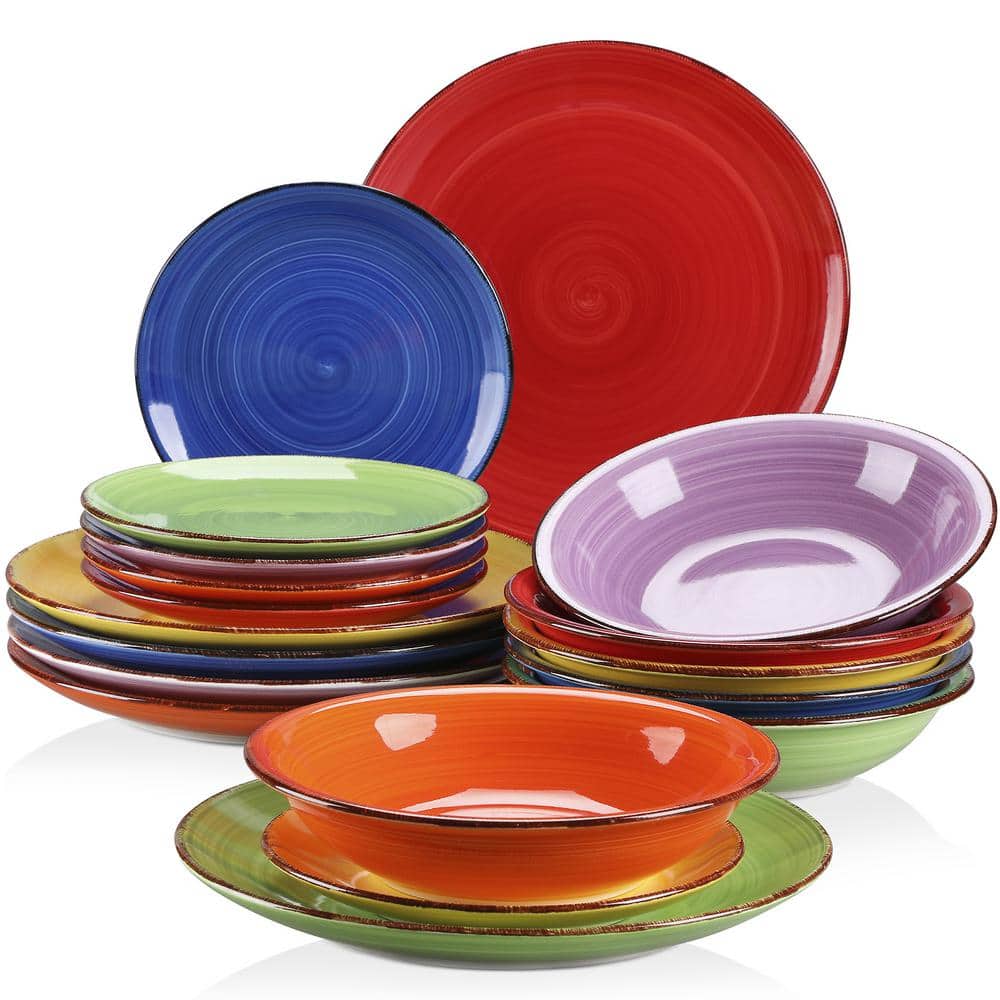 MALACASA Bonita 18-Piece Stoneware Assorted Colors Dinnerware Set ...