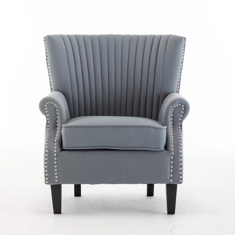 wetiny Blue Wingback Chair (Set of 1) 1203AC210-BLUE - The Home Depot