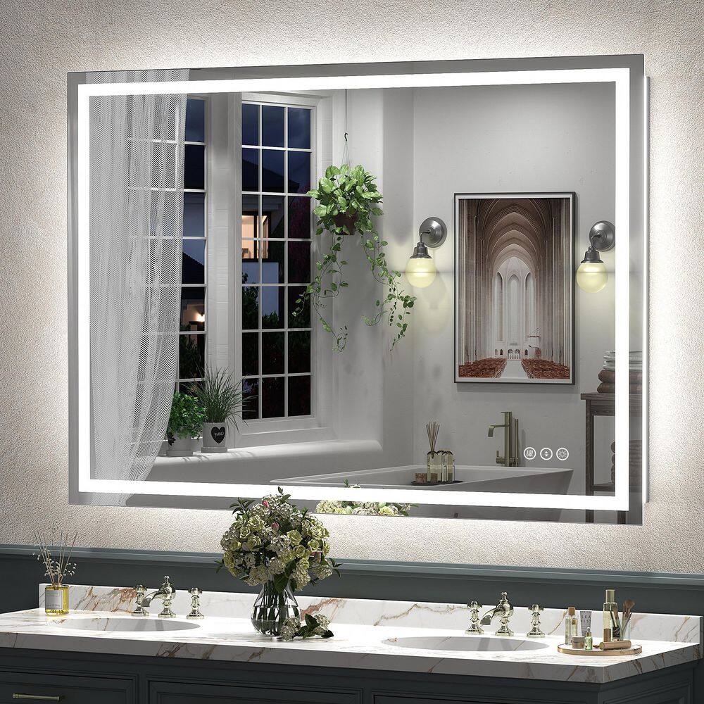 Reviews for Apmir 50 in. W x 36 in. H Rectangular Frameless Double LED ...