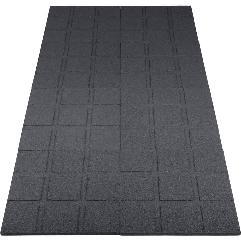 Pure Garden 5.33 ft. x 5.33 ft. Rubber Deck Tile in Dark Gray - (14.2 ...