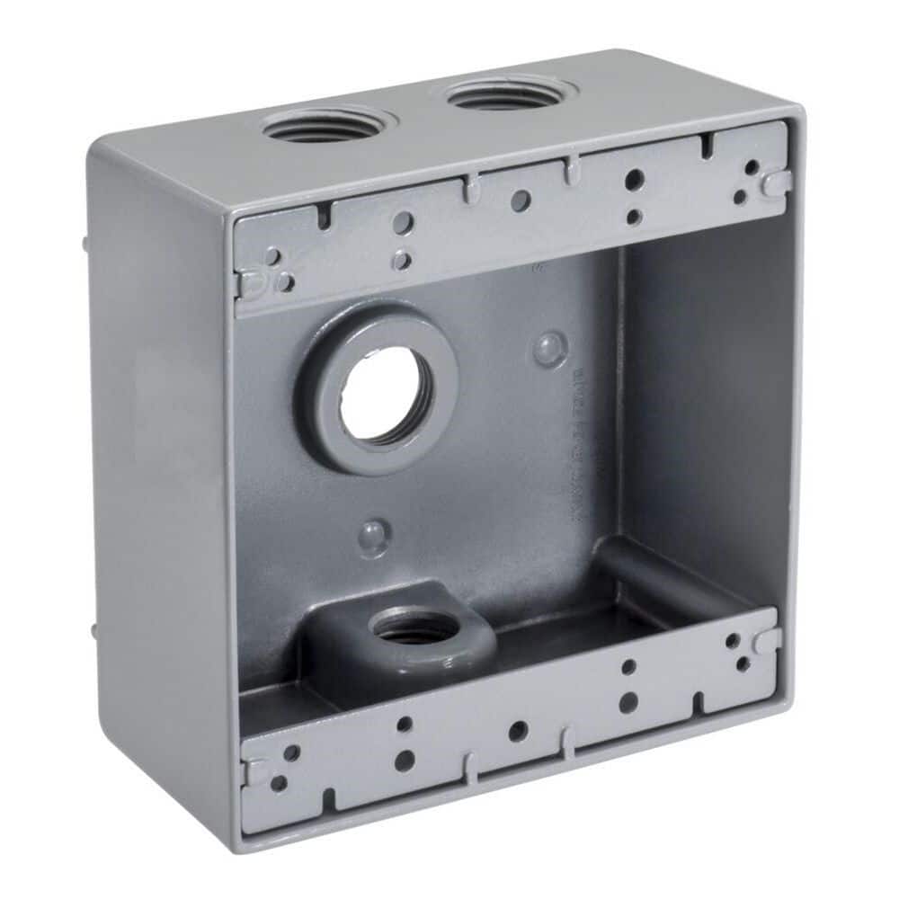 Southwire 3/4 in. Weatherproof 4-Hole Double Gang Box WB2475 - The Home ...