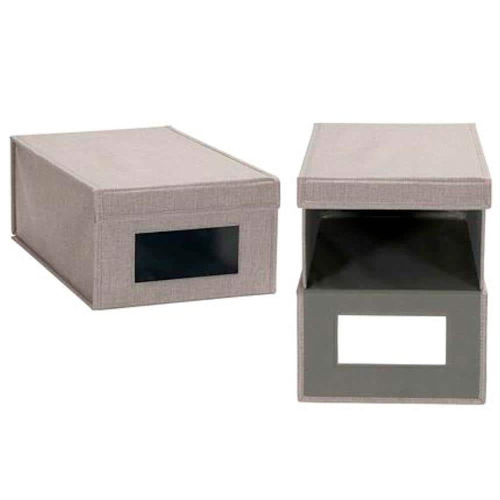 HOUSEHOLD ESSENTIALS 1-Pair Silver Linen Shoe Boxes 7432-1 - The Home Depot
