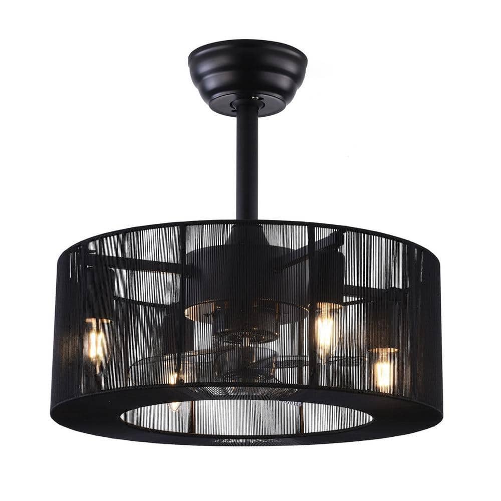 OUKANING 18 in. Indoor Black Industrial Semi-Closed 3-Blade Ceiling Fan ...