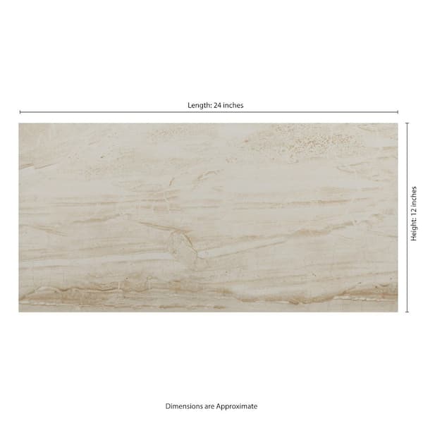 TrafficMaster Vigo Beige 12 in. x 24 in. Matte Ceramic Marble Look ...