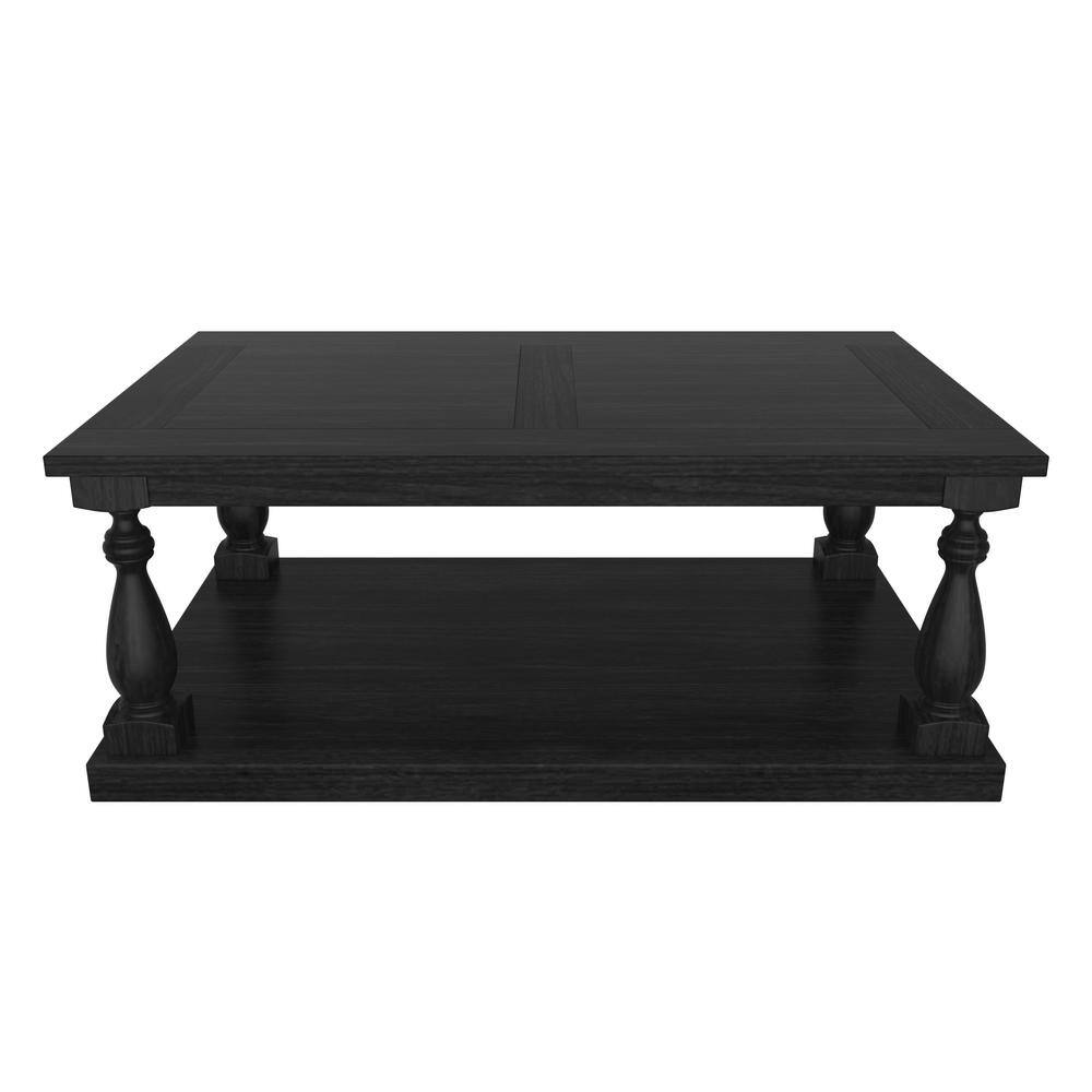 wetiny 45.2 in. Black Small Rectangle Wood Coffee Table Z-T-0523269AAB ...