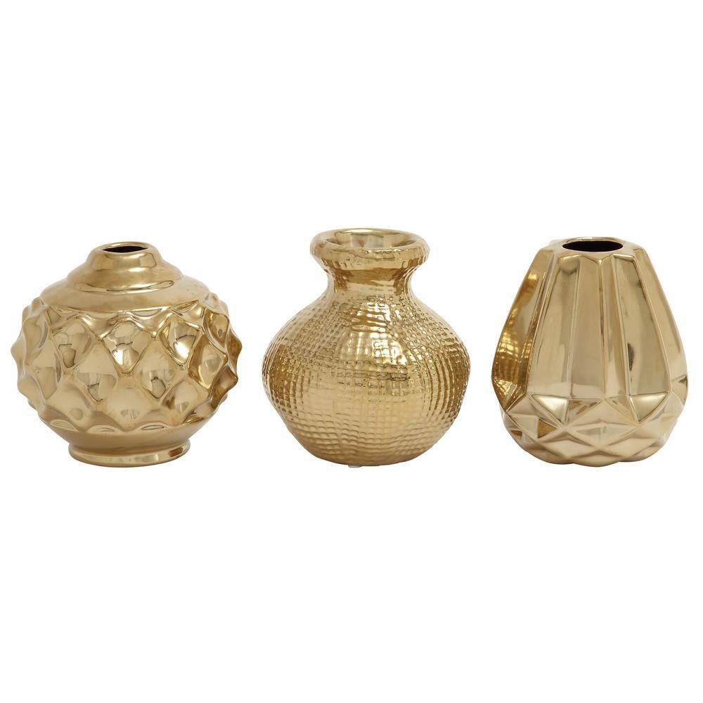 CosmoLiving by Cosmopolitan 6 in., 6 in. Gold Ceramic Decorative Vase ...