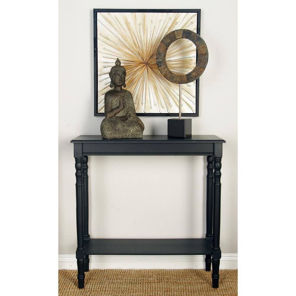 Litton Lane 32 in. Black Rectangle Wood Traditional Console Table 96330 ...