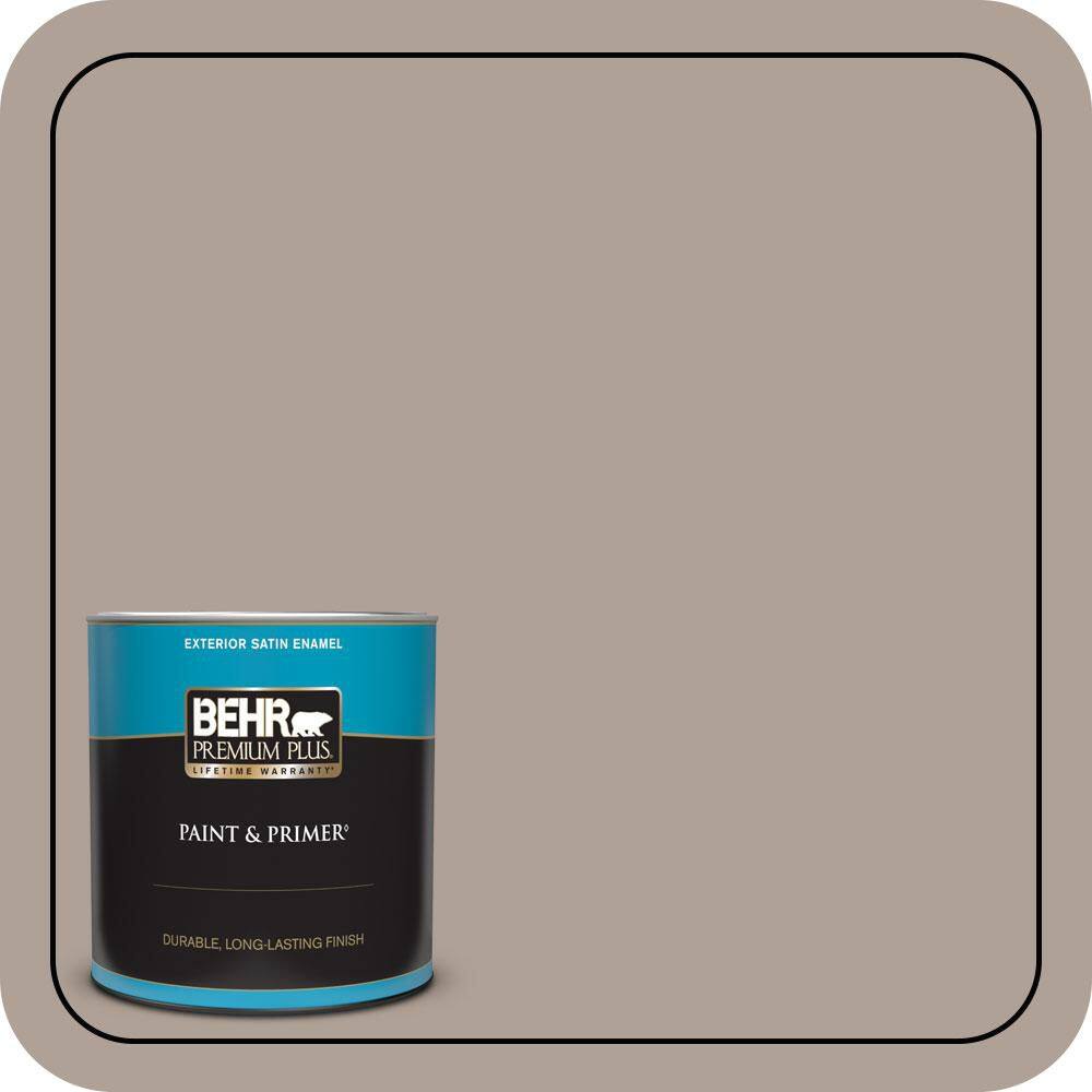 BEHR PREMIUM PLUS 1 qt. #N180-4 Moleskin Satin Enamel Exterior Paint ...