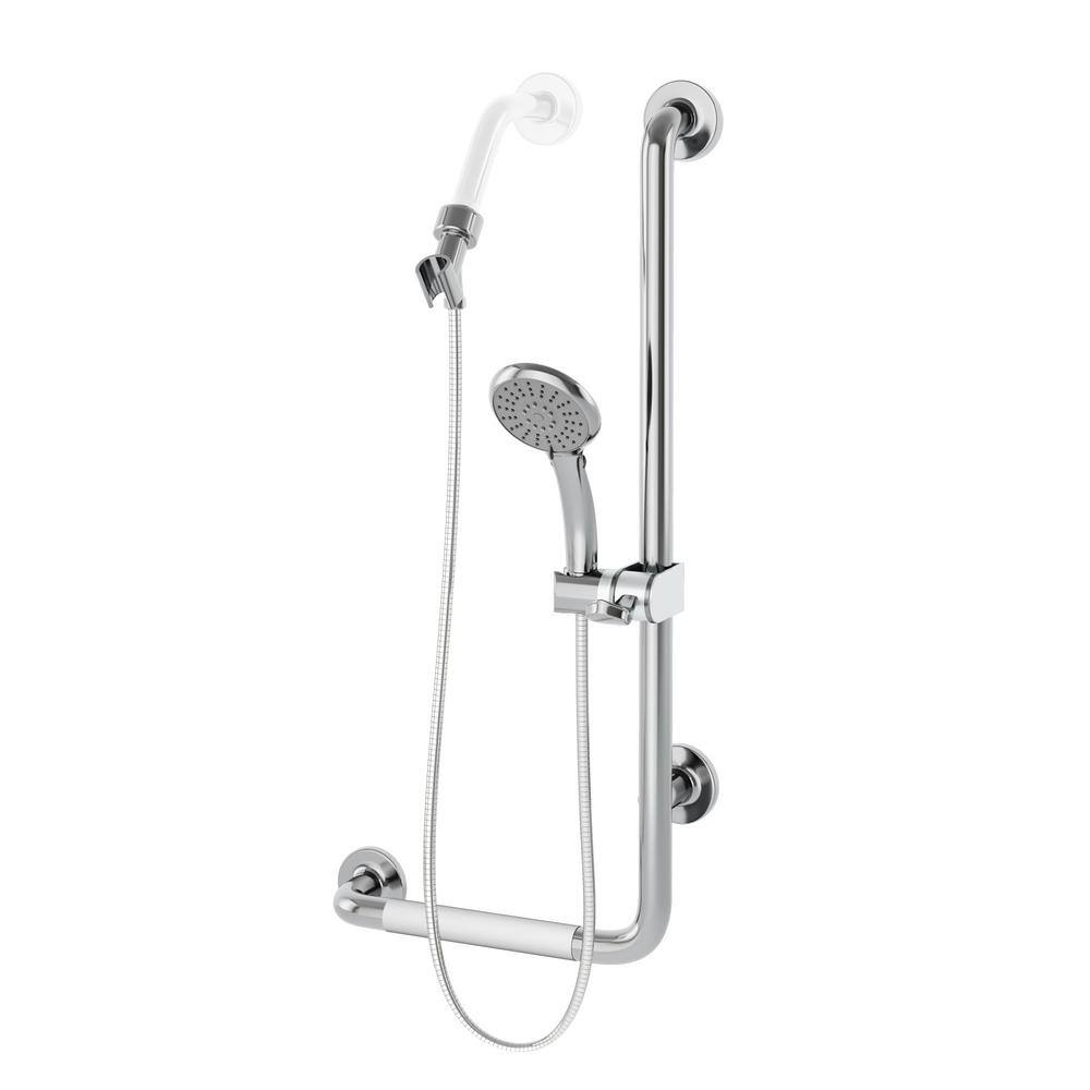 PULSE Showerspas ErgoSlideBar Right 5-Spray Wall Bar Shower Kit In ...