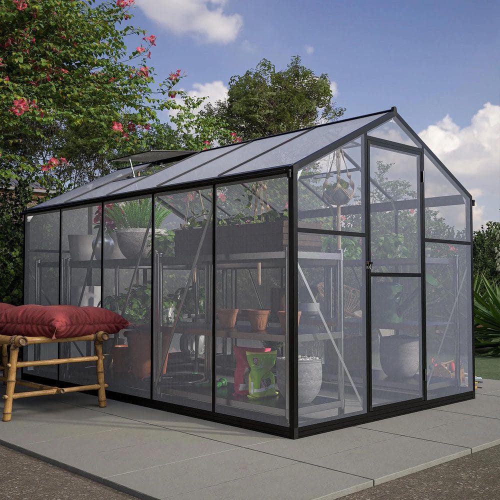 AUTMOON Outdoor 6 ft. x 10 ft. Wall-in Greenhouse Polycarbonate ...
