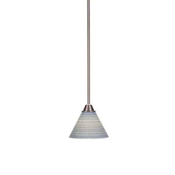 Madison 100-Watt 1-Light Brushed Nickel Shaded Pendant Light with 7 in ...