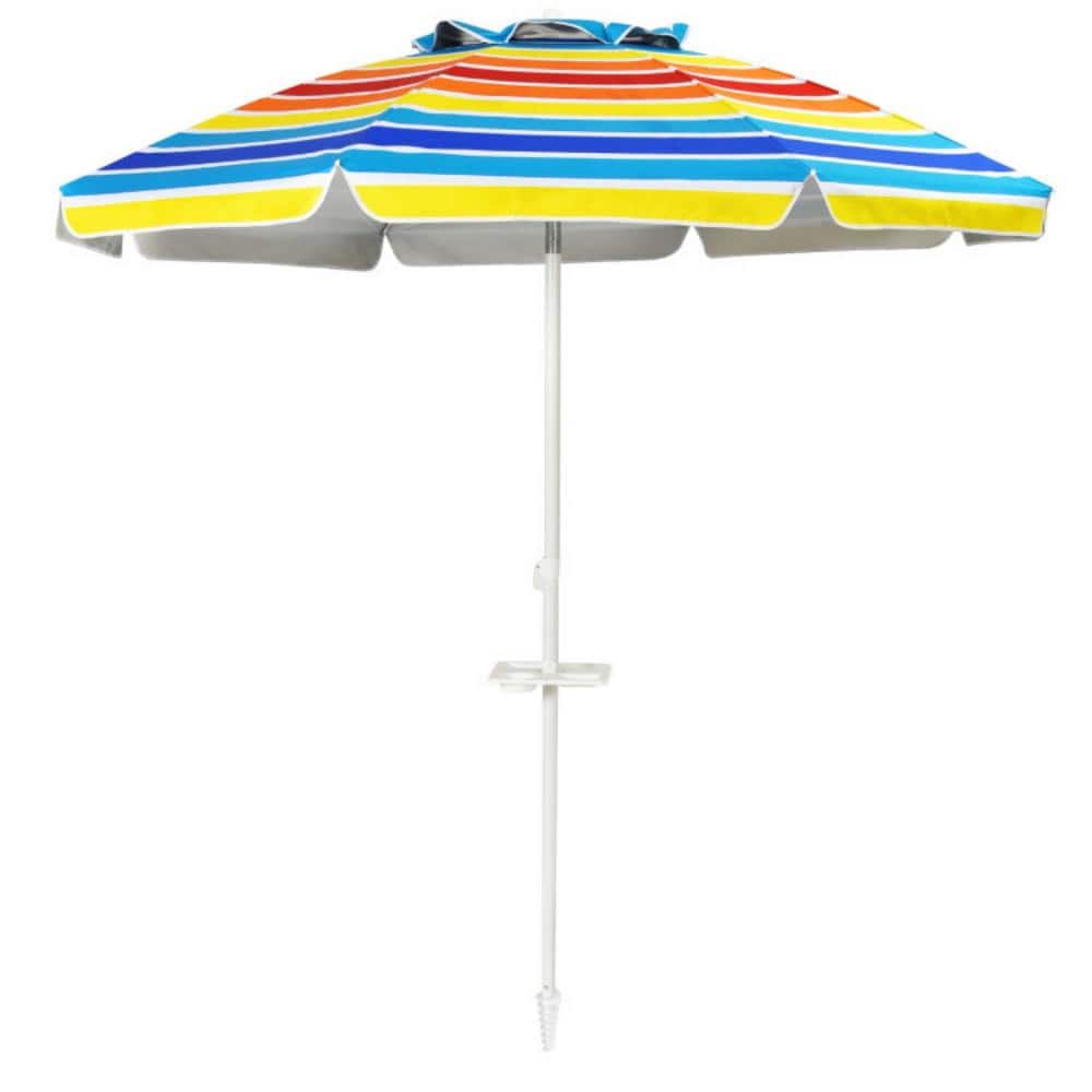 Clihome 7.2 ft. Steel Portable Outdoor Beach Umbrella in Yellow with ...