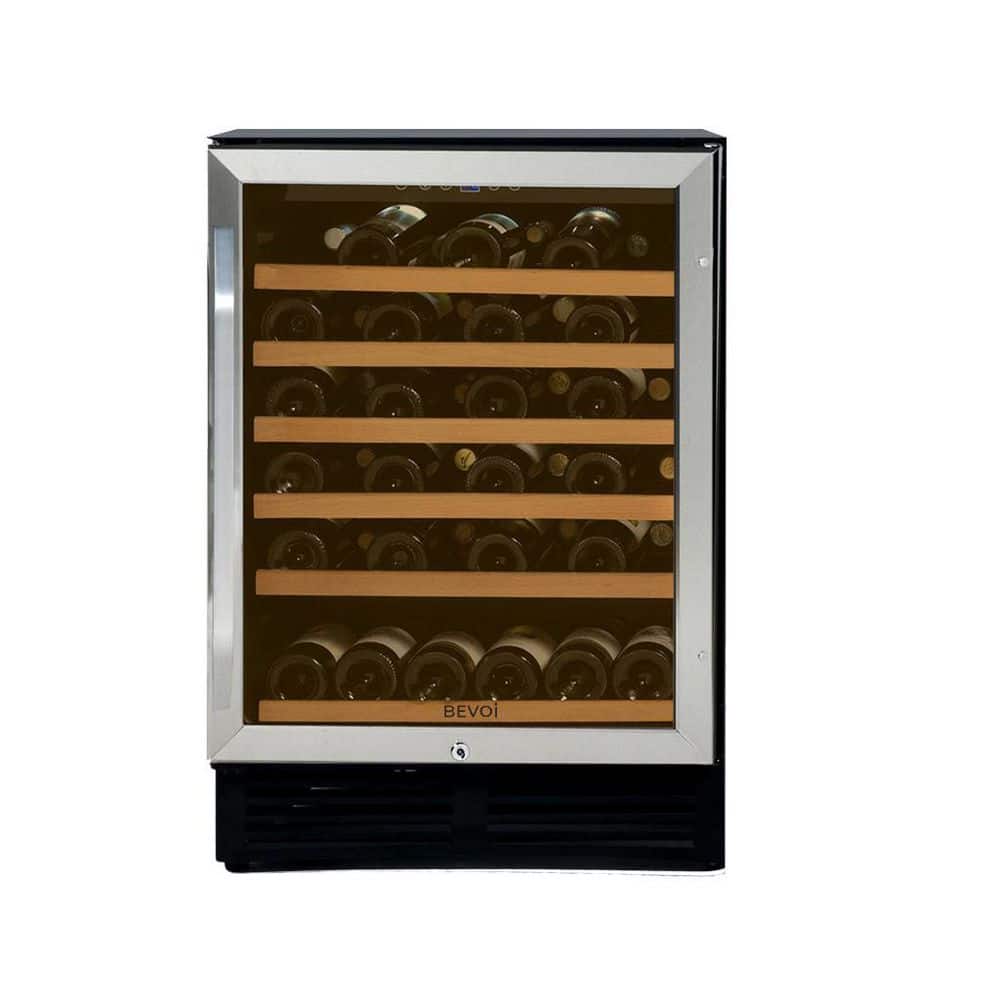 Bevoi 24 in. 50 Bottle Freestanding Single Zone Wine Cooler in ...