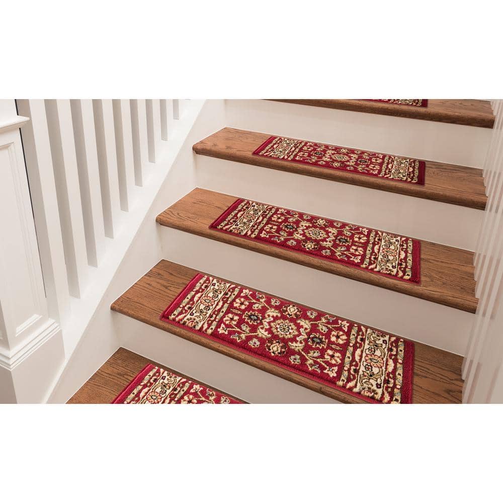 TrafficMaster Marash Red 9 in. x 26 in. Stair Tread Cover (1-Unit ...