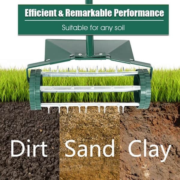 Manual Push Aerator 18-Inch Rolling Lawn Aerator - Heavy Duty For ...