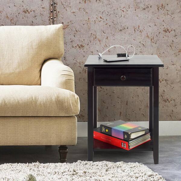 Casual Home Night Owl 1 Drawer Nightstand with USB Port Espresso