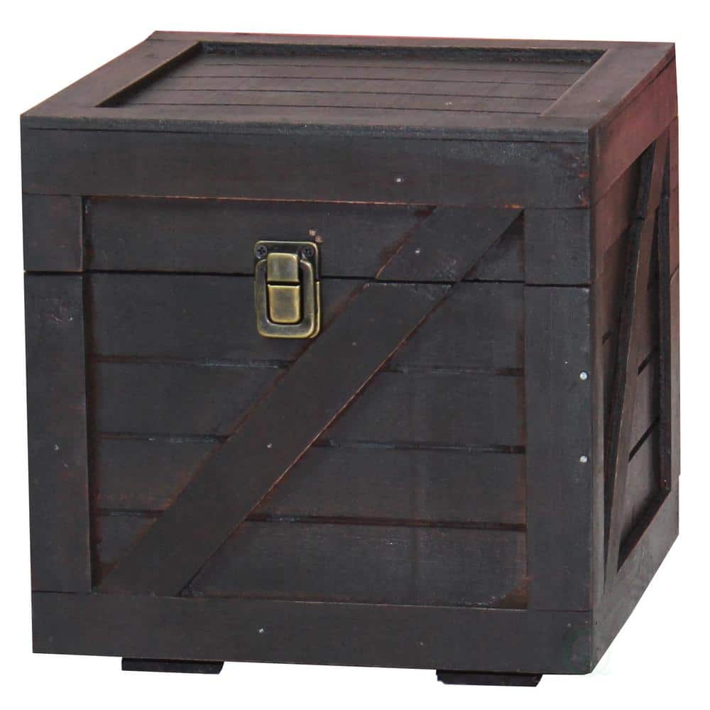 Vintiquewise Stackable Wooden Cargo Crate Style Storage Chest in Black ...