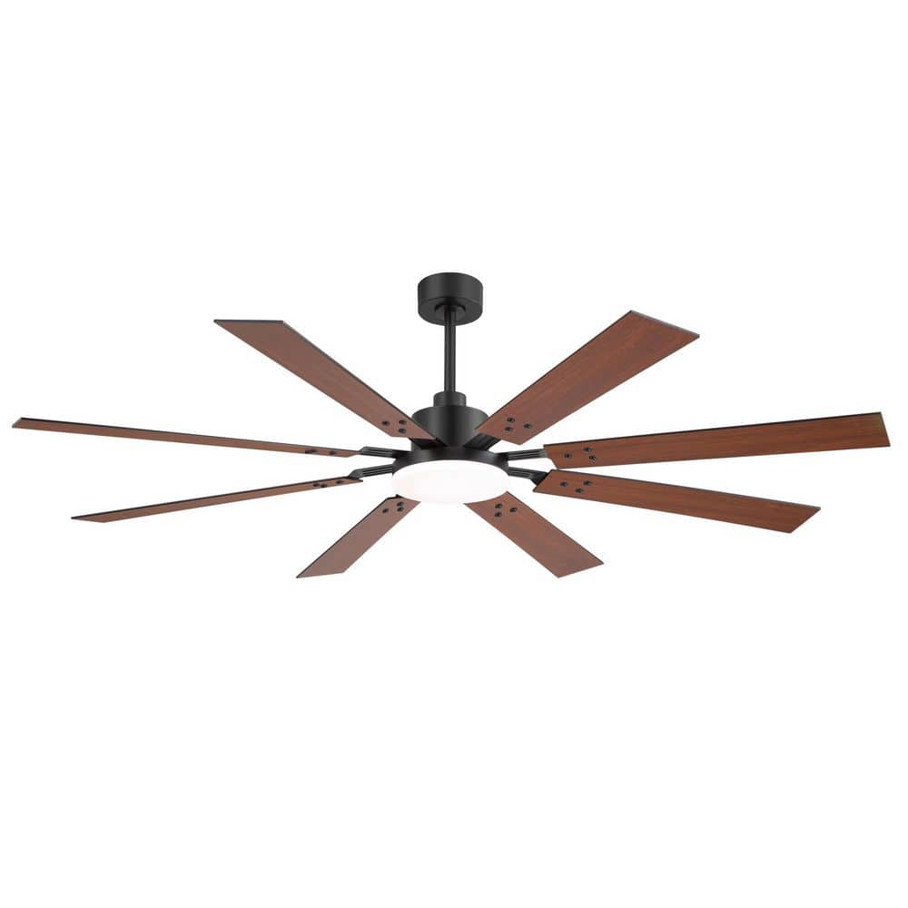 Breezary Archer 72 in. Integrated LED Indoor Matte Black Ceiling Fan w ...