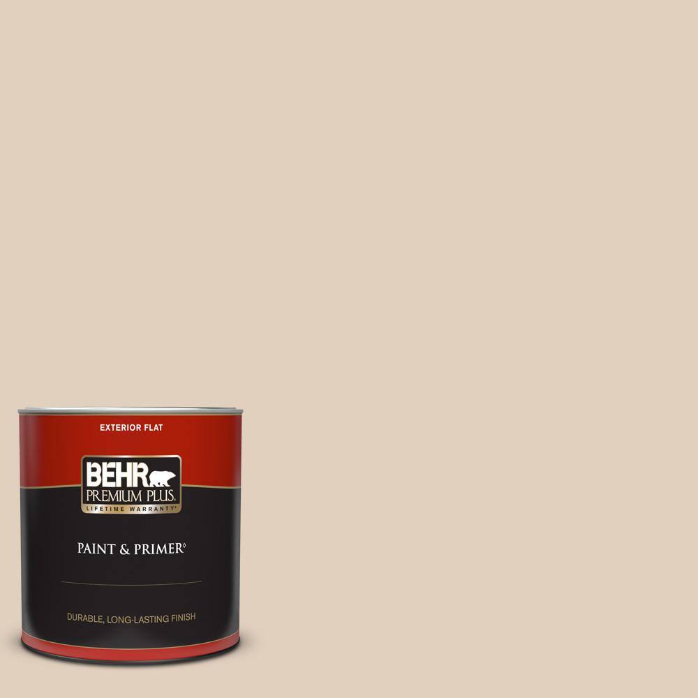 BEHR PREMIUM PLUS 1 qt. #N240-2 Adobe Sand Flat Exterior Paint & Primer ...
