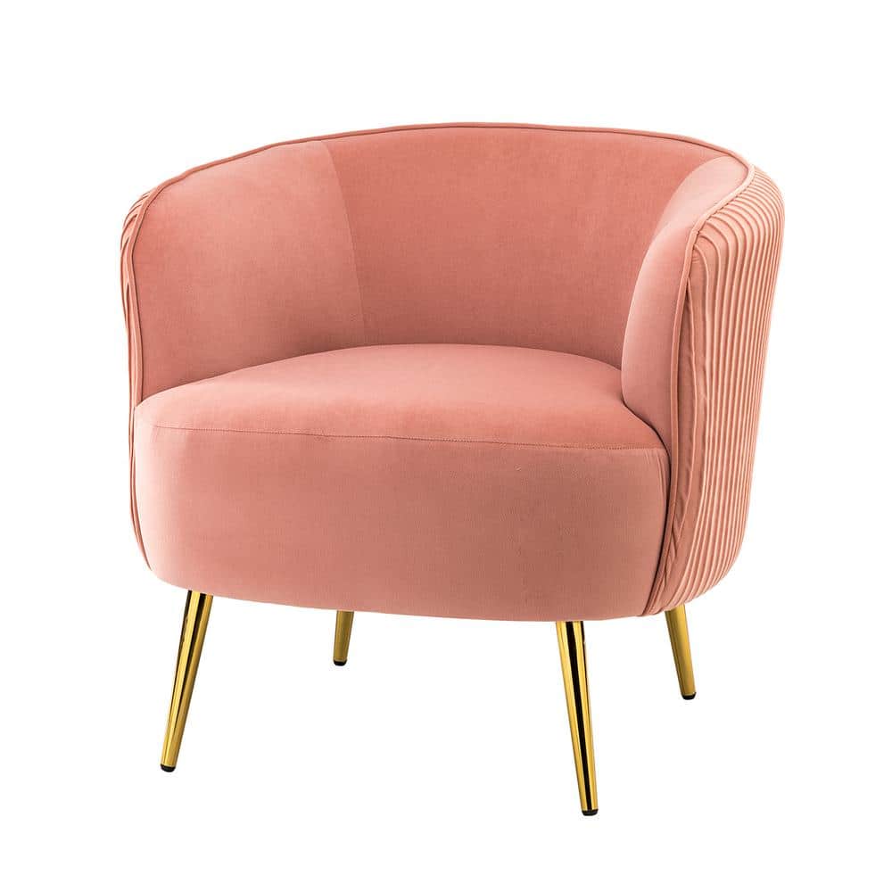 JAYDEN CREATION Sarpedon Pink Barrel Chair with Metal Legs CHM0458-PINK ...