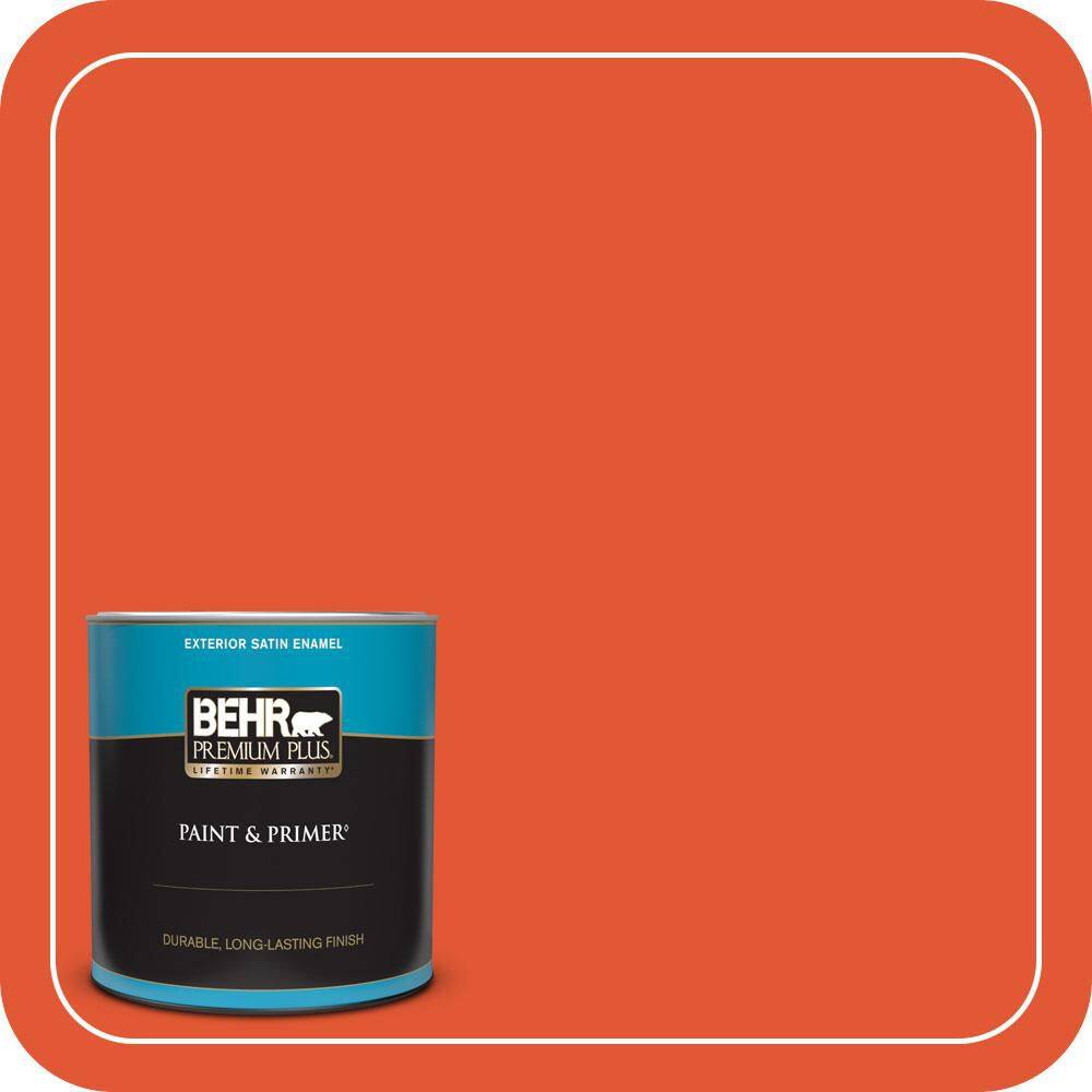 BEHR PREMIUM PLUS 1 qt. #S-G-210 Volcanic Blast Satin Enamel Exterior ...