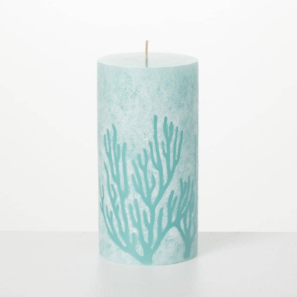Vance Kitira 8 in. Coastal Pillar Candle, Blue COR48SEA - The Home Depot
