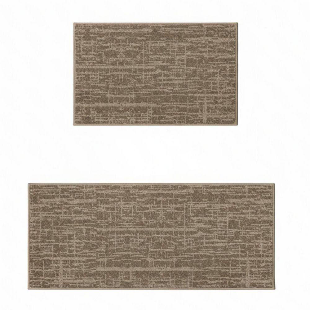 Taupe Gray 48 in. x 20 in. Indoor Absorbent Soft Kitchen Mats for Floor ...