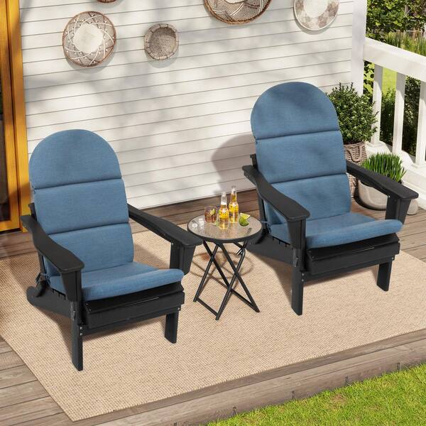 19.7 in. x 18.9 in. Aruba Blue Patio Adirondack Chair Cushion with Straps for Indoor and Outdoor Set of 2