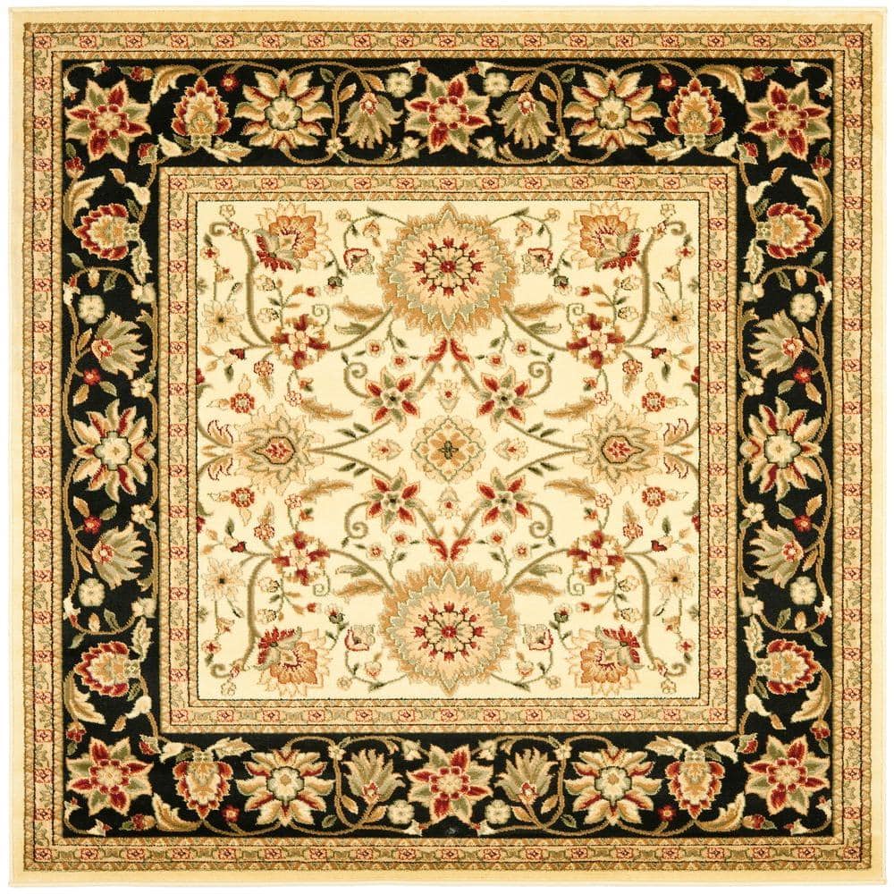 SAFAVIEH Lyndhurst Ivory/Black 8 ft. x 8 ft. Square Border Area Rug ...