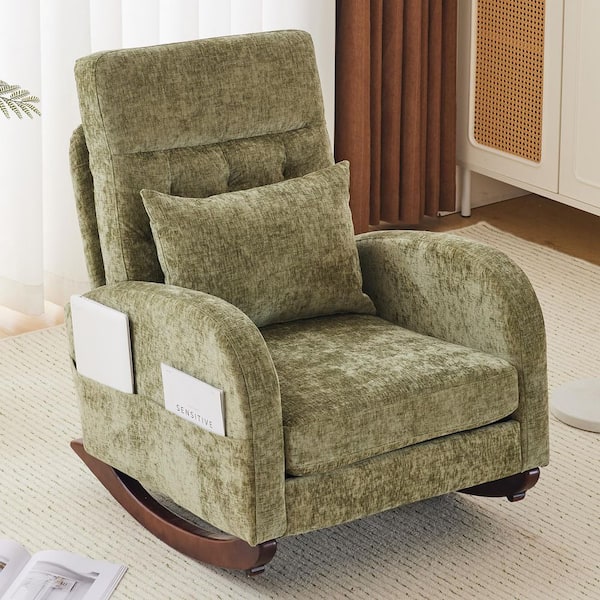 Karl home Green Chenille Rocker Armchair K1G98000056 - The Home Depot
