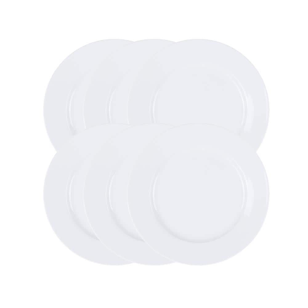 OUR TABLE Simply White 6-Piece 8 in. Porcelain Salad Plate Set ...
