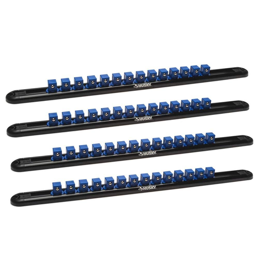 Husky 1/2 in. Drive Swivel Magnetic Socket Rail (4-Piece ...