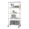 TRINITY EcoStorage Chrome 5-Tier Rolling Steel Wire Shelving Unit (36 ...