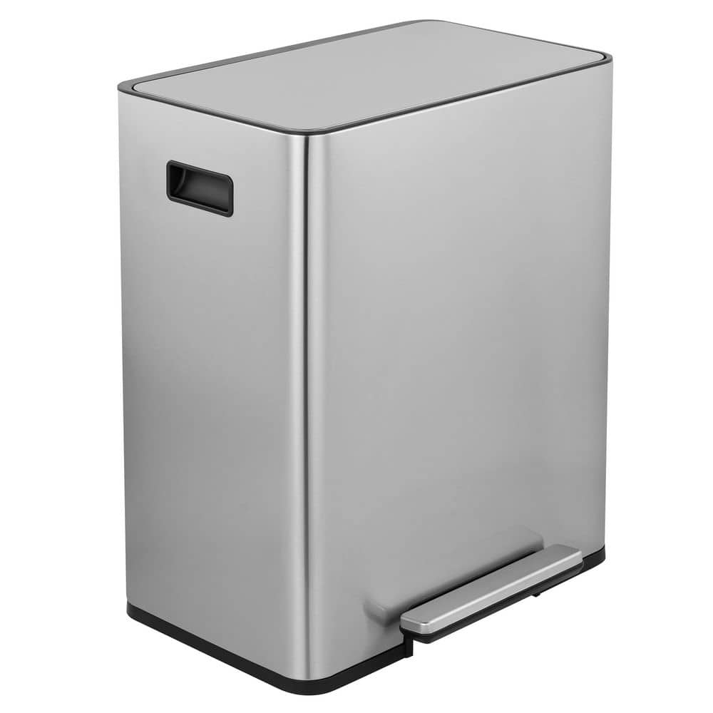 Innovaze 16 gal. Stainless Steel Step-on Indoor Recycling Bin with Dual ...