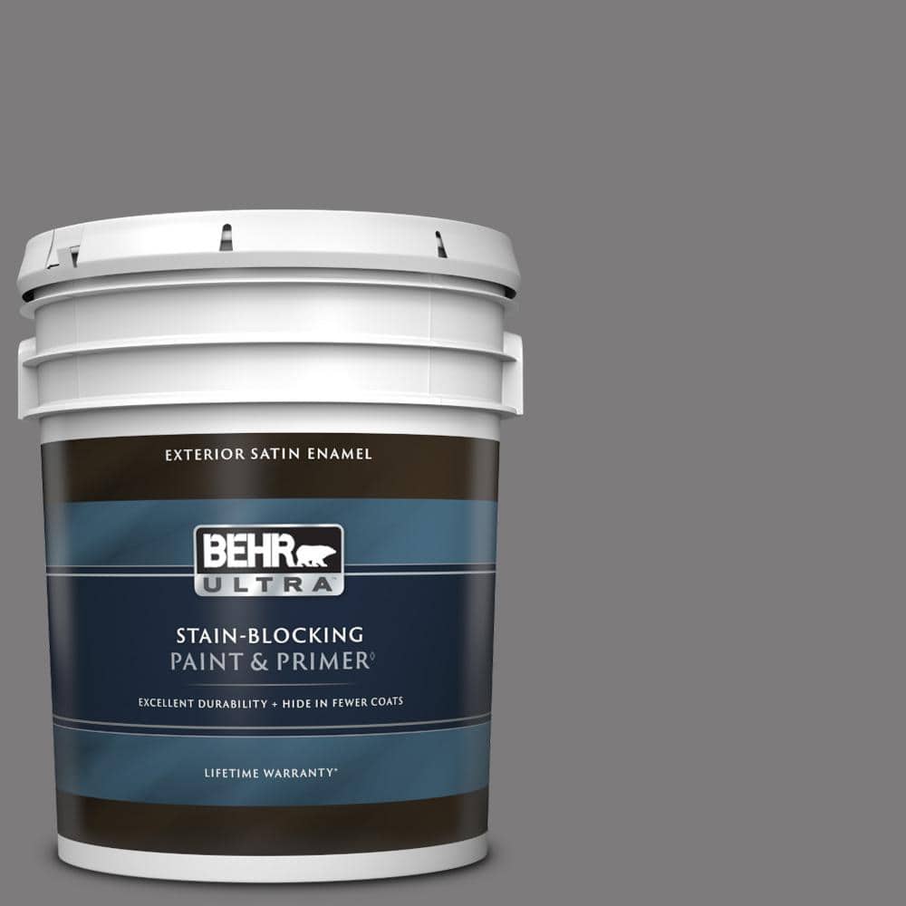 BEHR ULTRA 5 gal. #BXC-58 Stormy Gray Satin Enamel Exterior Paint ...